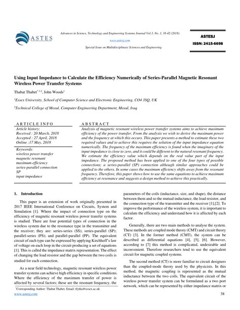 Pdf Using Input Impedance To Calculate The Efficiency Numerically Of Series Parallel Magnetic