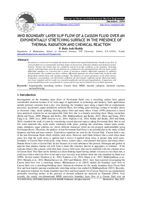Pdf Mhd Boundary Layer Slip Flow Of A Casson Fluid Over An Exponentially Stretching Surface In