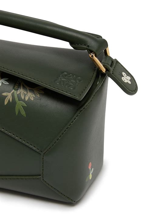 Loewe Mini Puzzle Edge Pandas Bag In Bottle Green Endource