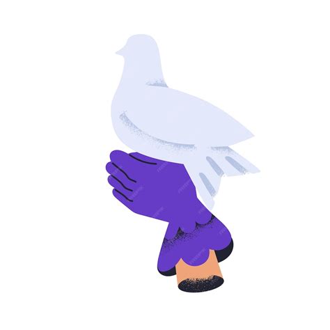 손에 비둘기 평화로운 새 접힌 날개를 가진 거룩한 비둘기 평화 희망 자유 믿음과 신념의 상징 겸손과 신뢰 개념 평면 벡터 일러스트 레이 션 흰색 배경에 고립