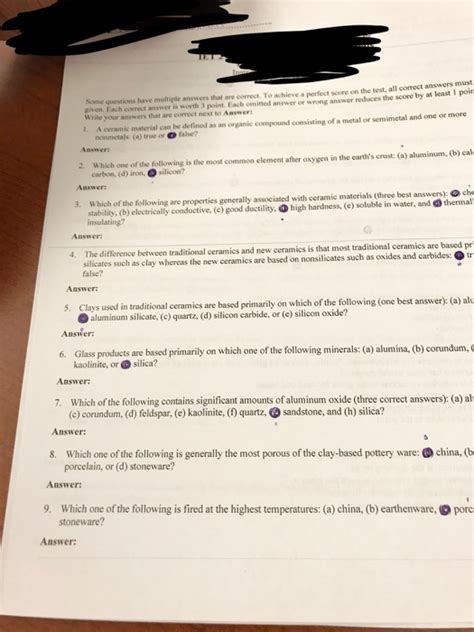 Solved Some Questions Have Multiple Answers That Are