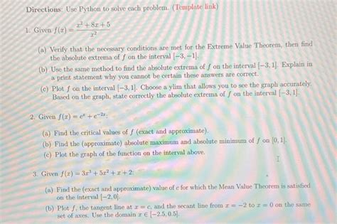 Solved Directions Use Python To Solve Each Problem