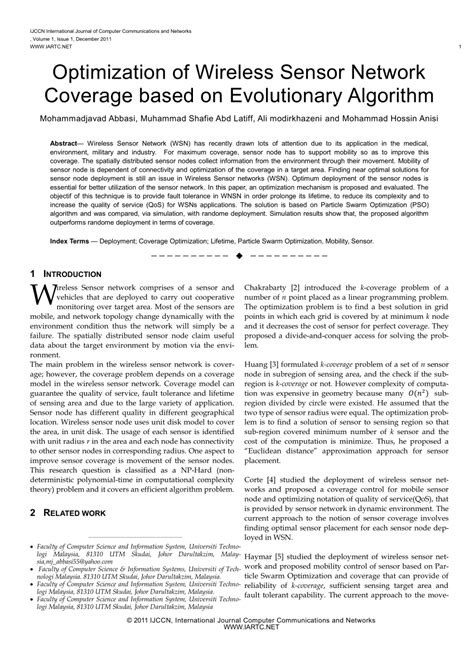 Pdf Optimization Of Wireless Sensor Network Coverage Based On Evolutionary Algorithm