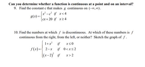 Solved Can You Determine Whether A Function Is Continuous At