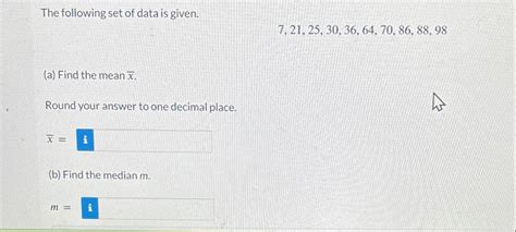 Solved The following set of data is | Chegg.com