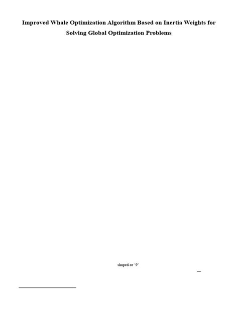 Improved Whale Optimization Algorithm Based On Ine Pdf Mathematical
