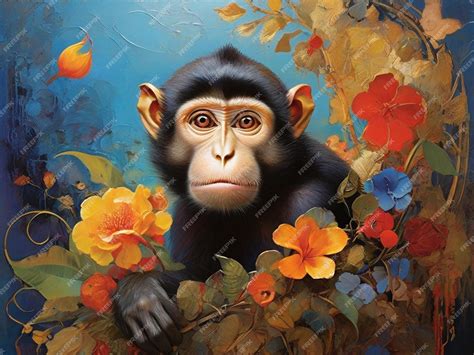 Premium Photo Fantastic Scene Featuring A Classic Monkey