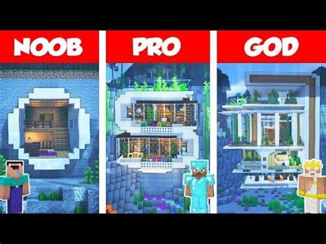 Minecraft NOOB Vs PRO Vs GOD UNDERWATER MODERN HOUSE BUILD CHALLENGE In Minecraft Animation