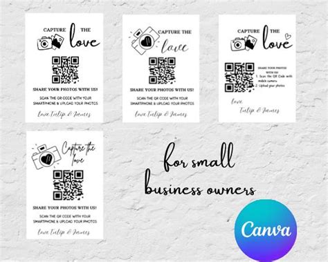 Editable Capture The Love QR Code Scan Printable Wedding Photos Sign Wedding QR Code Signs