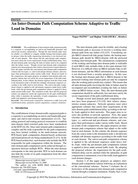 Pdf An Inter Domain Path Computation Scheme Adaptive To Traffic Load