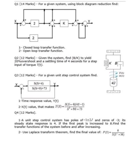 Q1 14 Marks For A Given System Using Block Diagram Reduction Find