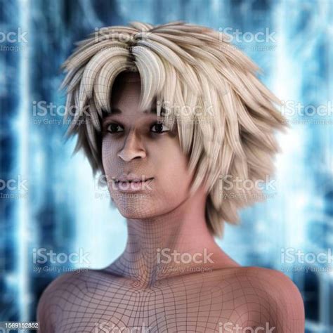 반은 사실적이고 반은 와이어프레임으로 렌더링되며 Cgi 캐릭터 아바타 초상화 3차원 형태에 대한 스톡 사진 및 기타 이미지 3차원 형태 가공의 인물 가상현실 Istock