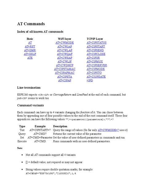 At Commands Esp8266 Pdf Port Computer Networking Transmission Control Protocol