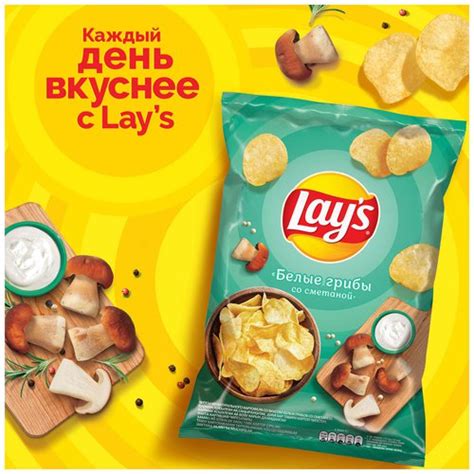 Чипсы Lays картофельные грибы со сметаной 90 г - Lochin