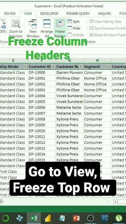 How To Freeze Column Headers In Excel For Easy Navigation And Analysis Youtube