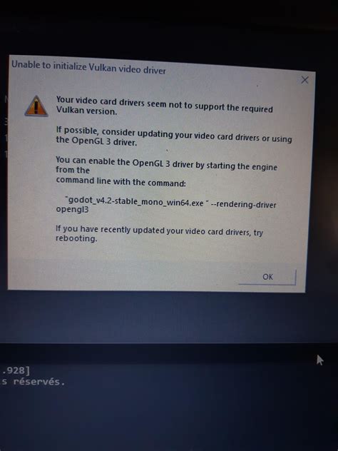 how to solve the unable to initialize vulkan video driver r godot