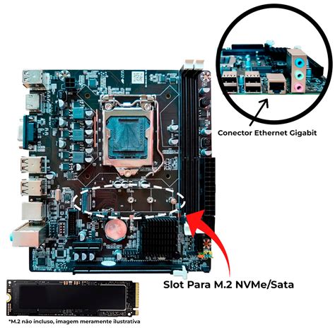 Placa Mãe Soquete 1155 H61 Ddr3 Com Slot Para Ssd M2 Pci Express E