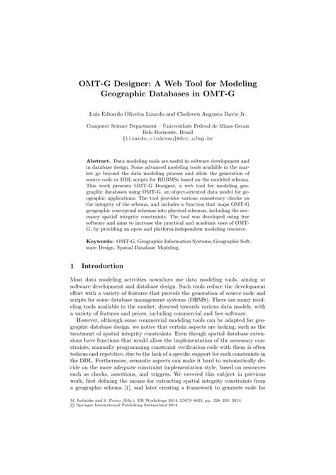 Pdf Omt G Designer A Web Tool For Modeling Geographic Databases In Omt G