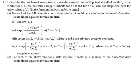 Solved Consider The Problem Of An Electron In A Chegg Com