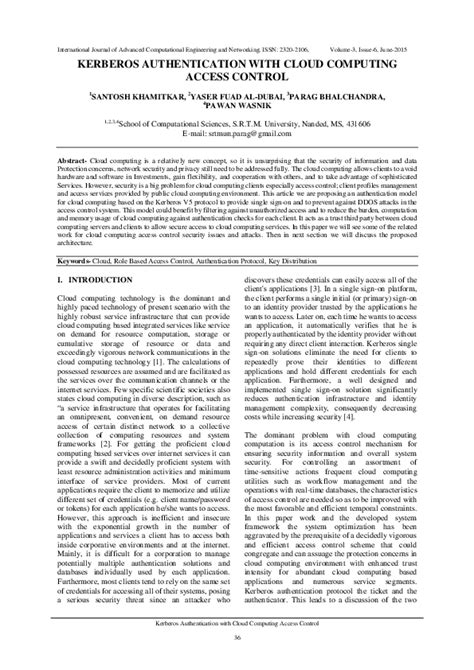 Pdf Kerberos Authentication With Cloud Computing Access Control