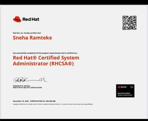 Sneha Ramteke On Linkedin I Am Happy To Share That Ive Completed The Certification Redhat