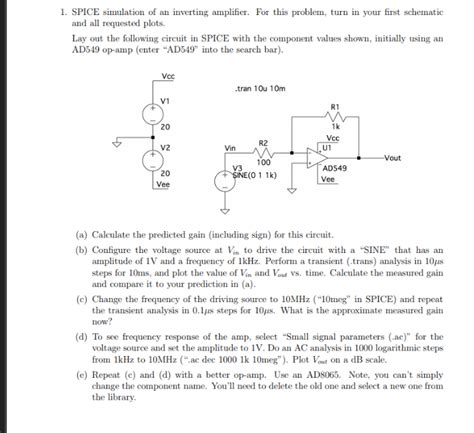 1 Spice Simulation Of An Inverting Amplifier For