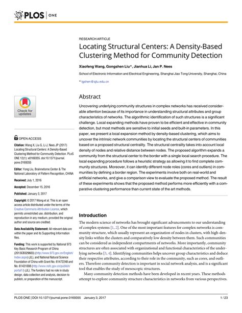 Pdf Locating Structural Centers A Density Based Clustering Method