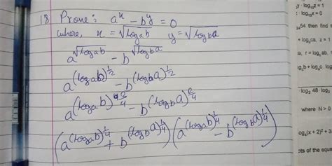 logarithms prove that a x b y 0 where x sqrt{ log a b