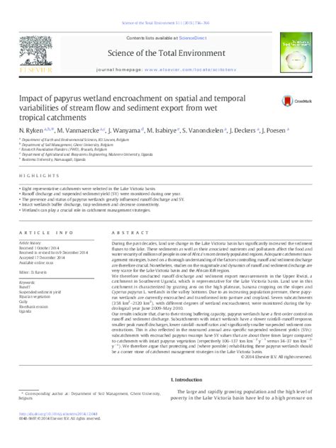 Pdf Impact Of Papyrus Wetland Encroachment On Spatial And Temporal Variabilities Of Stream