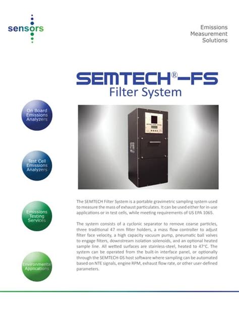 Semtech Fs Particulate Measuring System Pdf Physics Science