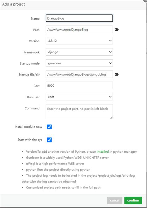 Python Manager Deploy Djangoblog Aapanel Free Hosting Control Panel One Click Lamplemp