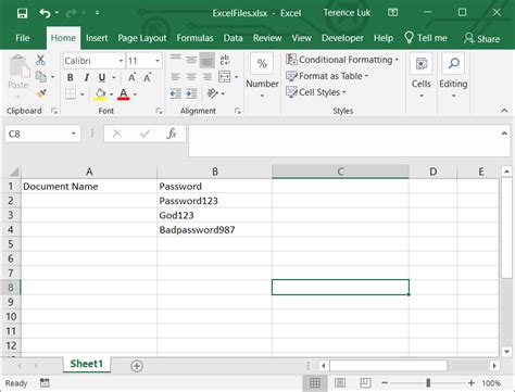 Using Microsoft Excel And Word Vba To Batch Password Protect Documents Terence Luk
