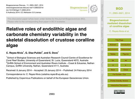 Solution Relative Roles Of Endolithic Algae And Carbonate Chemistry Variability In The Skeletal