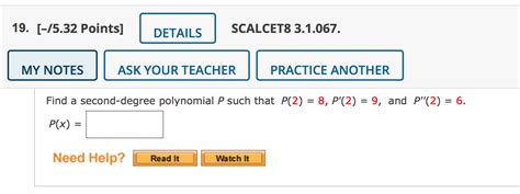 Solved 19 75 32 Points DETAILS SCALCET8 3 1 067 MY Chegg Com