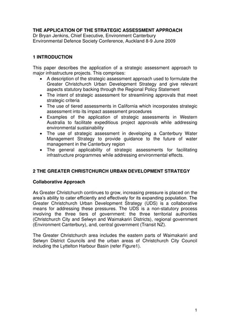 Pdf Application Of Strategic Assessment Approach