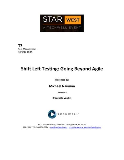 Shift Left Testing Going Beyond Agile Pdf