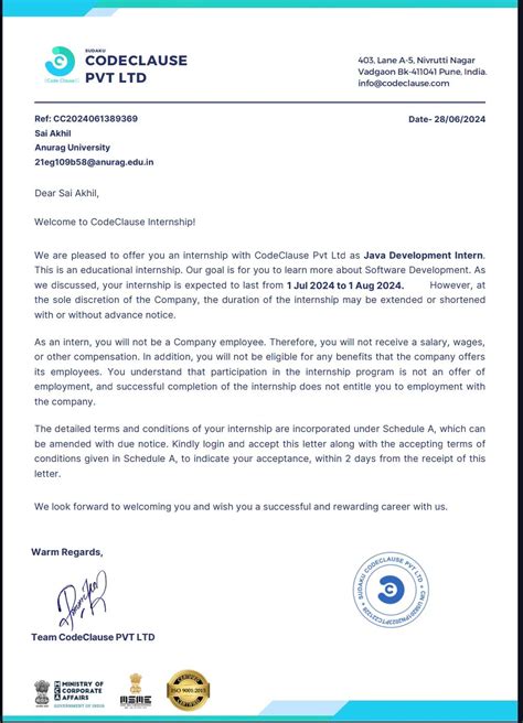 Sai Akhil On Linkedin Javadevelopment Internship Codeclause