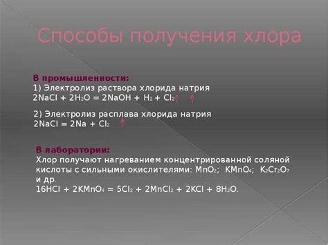 Хлор. Способы получения хлора - презентация, доклад, проект скачать