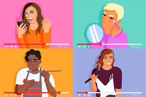 화면 일러스트 세트에 블로거 무료 벡터