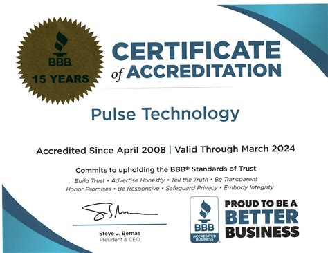 Pulse Technology Celebrates 15 Years Of Better Business Bureau