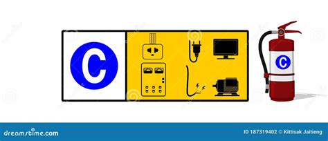 Set Of Class C Fire Icon Class C Fire Is Fire Uses Electrical Components And Or Energized