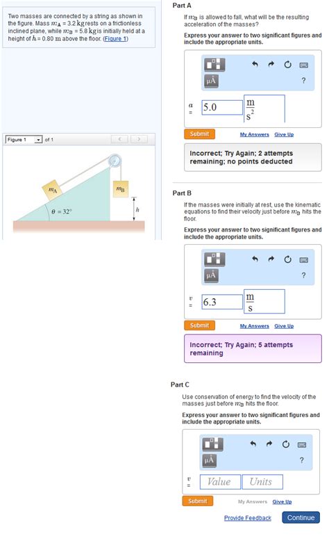 Solved Two Masses Are Connected By A String As Shown In The
