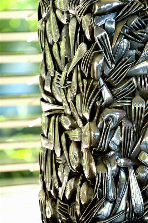 Sculpture Made From Forks And Spoons Pressed Together Photograph By
