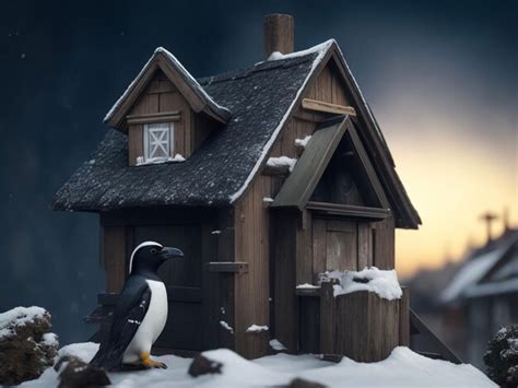Premium Photo House Penguin Background