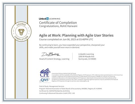 rohit harwani on linkedin certificate of completion