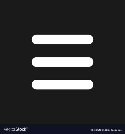 Hamburger Like Menu Dark Mode Glyph Ui Icon Vector Image