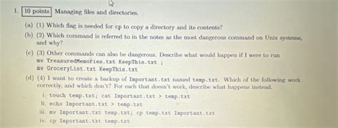 solved 1 10 points managing files and directories a 1