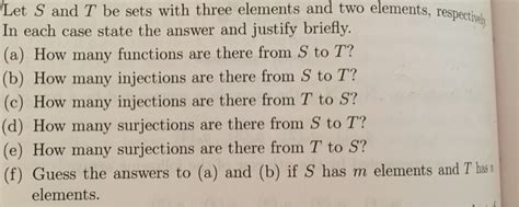 Solved Let S And T Be Sets With Three Elements And Two Chegg