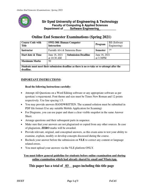 Hci Question Paper Spring 2021 Pdf Test Assessment Software