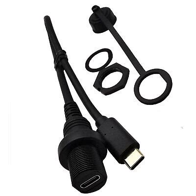 USB Type C Male To Female Flush Panel Mount Extension Waterproof Cable Car EBay